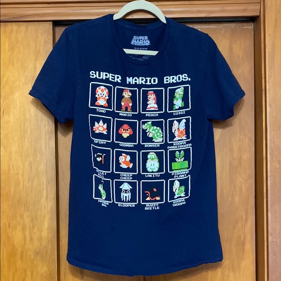 Nintendo | Tops | Nintendo Super Mario Bros Navy Blue Tee | Poshmark